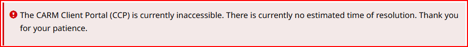 The CARM Client Portal (CCP) is Currently Inaccessible | CSCB National ...
