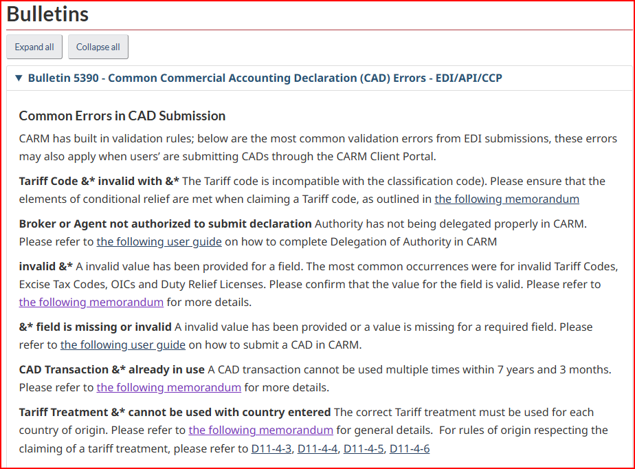 Bulletin 5390 - Common Commercial Accounting Declaration (CAD) Errors ...