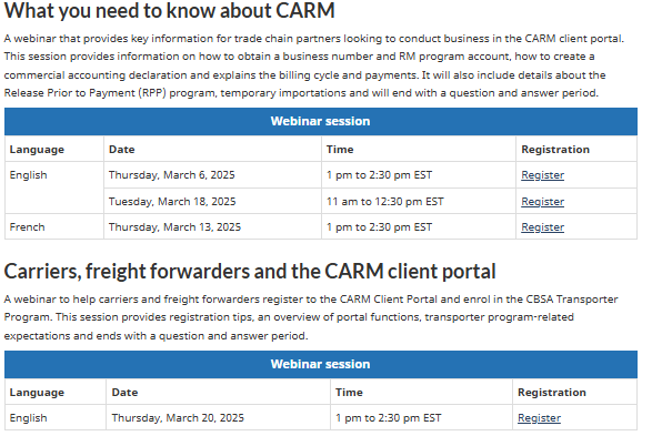 New CARM Webinar Dates | CSCB National Office