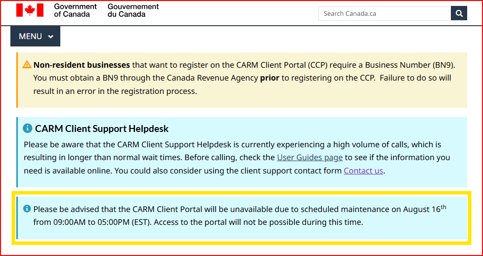 CCP unavailable on August 16th from 09:00AM to 05:00PM (EST) | CSCB ...